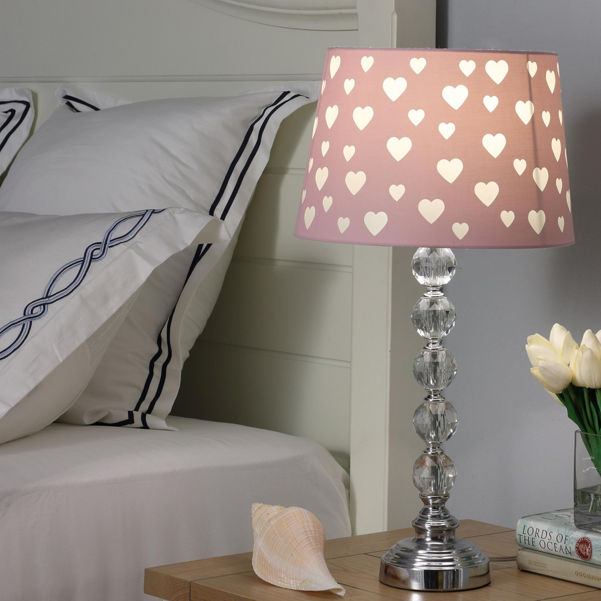 House of Hampton® 22" Heart Crystal Stacked Orb Metal Table Lamp "Ariel" Pink / White | Wayfair